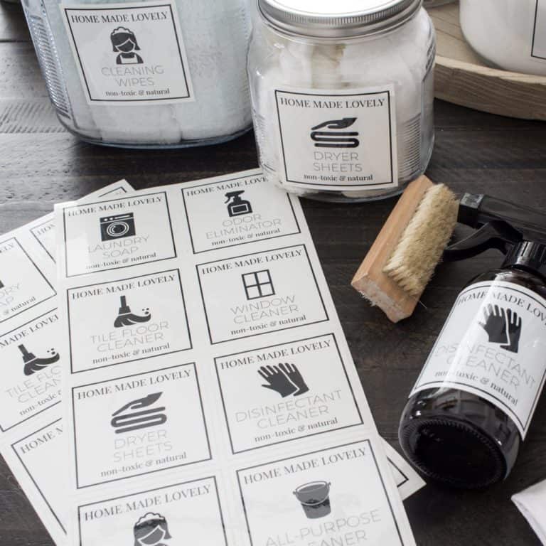 10 Free Printable Labels for Homemade Cleaning Products