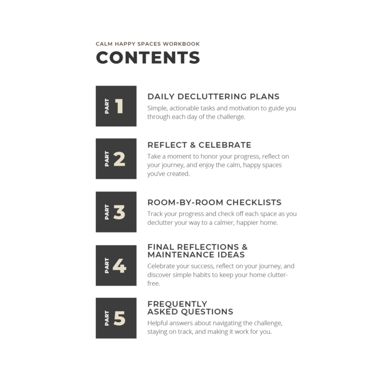 Calm, Happy Spaces Workbook - 31-Day Decluttering Challenge